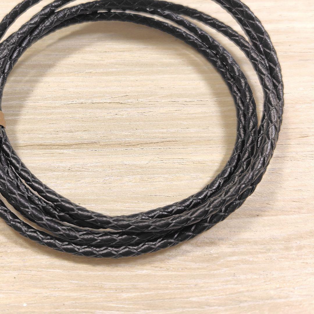 Yahoo!オークション - 革 編み紐 3mm 50cm ブラック黒 ひも レザーコー...