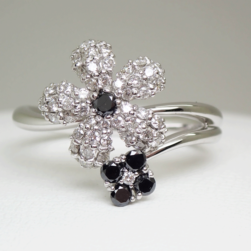 Yahoo!オークション - K18WG ブラックダイヤモンド リング 指輪 0.65ct...