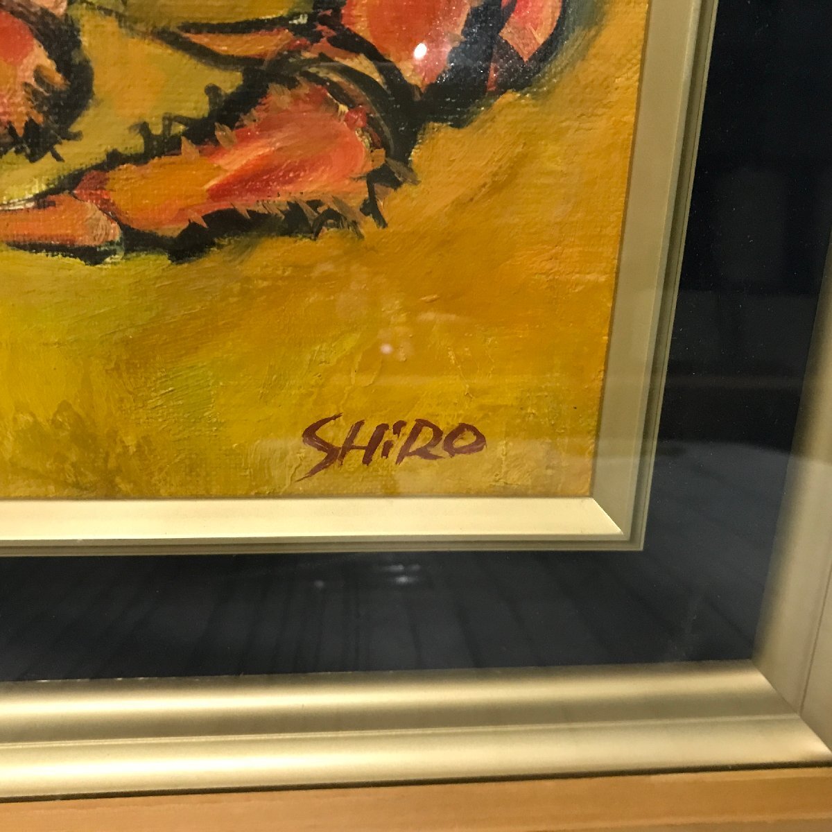 Yahoo!オークション - s001 E4 和気史郎 真作 「蟹」 額装品E6判 絵画 ...