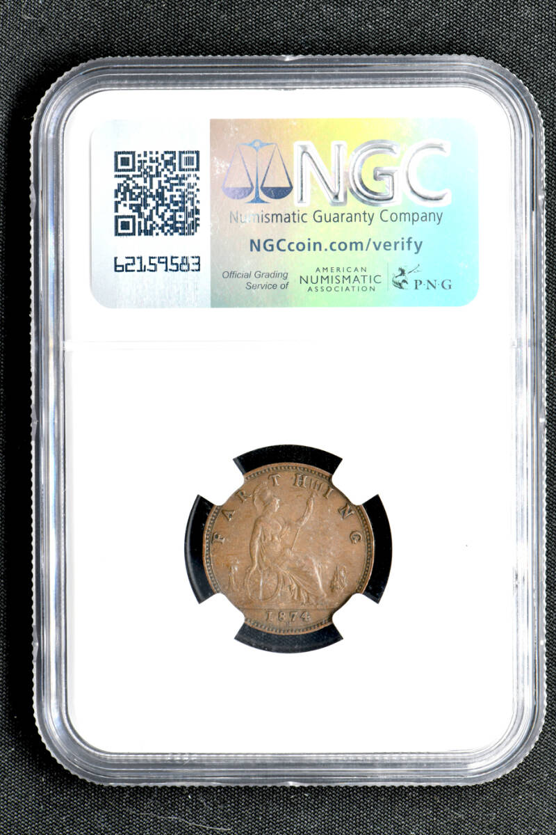 Yahoo!オークション - 日終 【NGC AU50BN】1874H イギリス 1/4P銅貨 ...