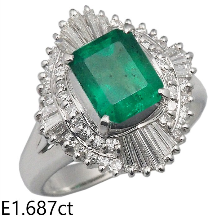 Yahoo!オークション - 音羽屋 エメラルド/1.687ct ダイヤ/0.76ct Pt900...