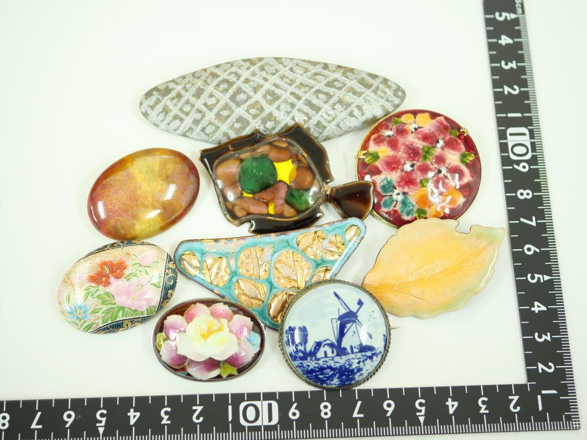 Yahoo!オークション - 【B91】焼き物系 ブローチ 七宝焼 九谷焼 九谷焼...