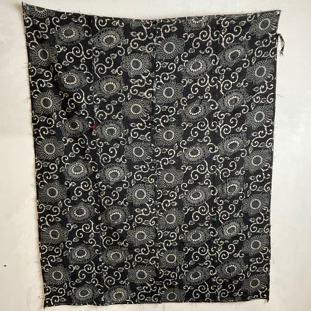 Yahoo!オークション - H02/古布 藍染 木綿 型染 4幅 Indigo 襤褸 ぼろ ...