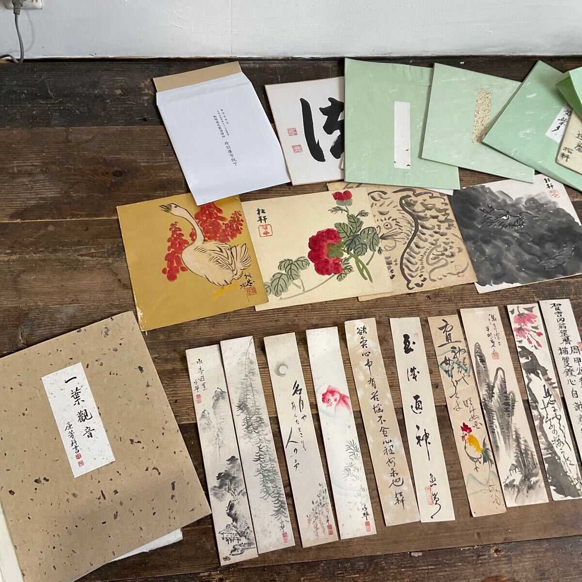 Yahoo!オークション - Q05/ 時代 色紙 和歌 短冊 日本画 書 肉筆 書画 ...