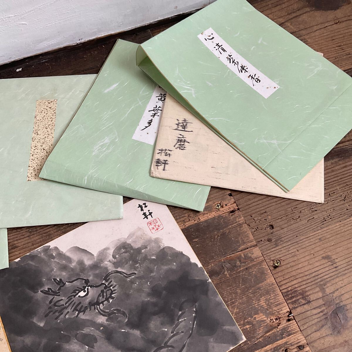 Yahoo!オークション - Q05/ 時代 色紙 和歌 短冊 日本画 書 肉筆 書画 ...