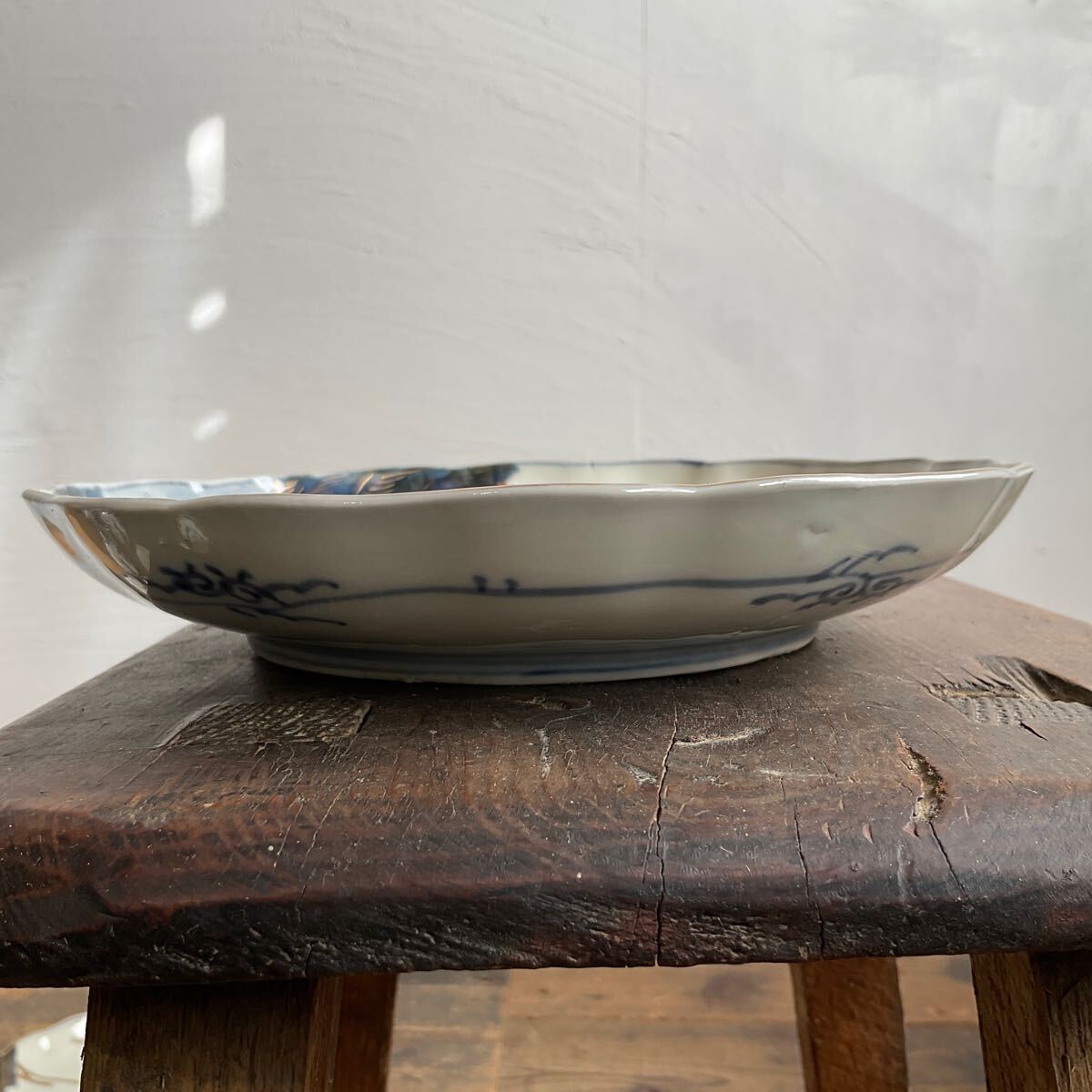 Yahoo!オークション - S09/全て無傷 時代 古伊万里 染付 輪花 中皿 十...