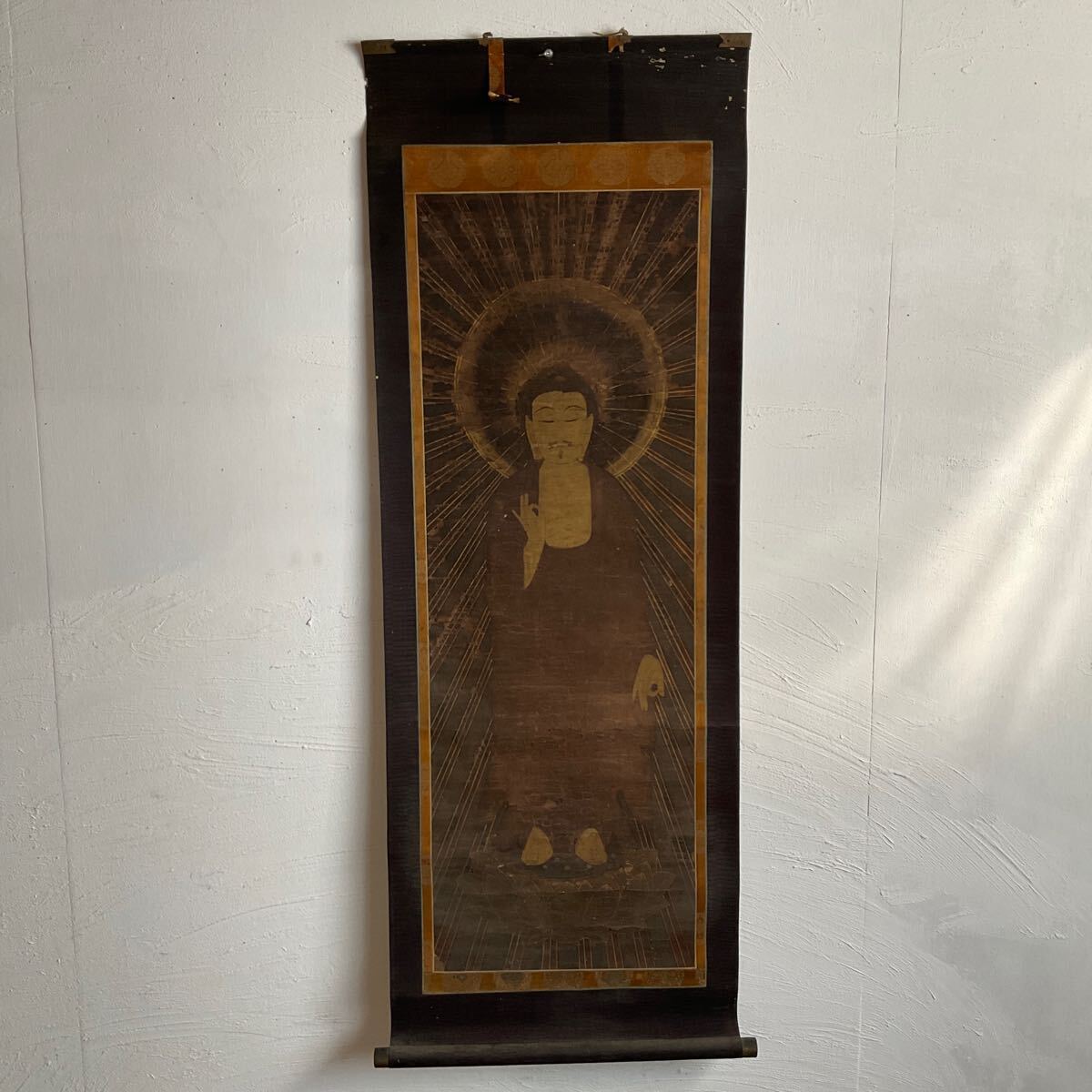 Yahoo!オークション - W03/時代 寺社所有 古仏画 掛軸 仏教美術 無落款...