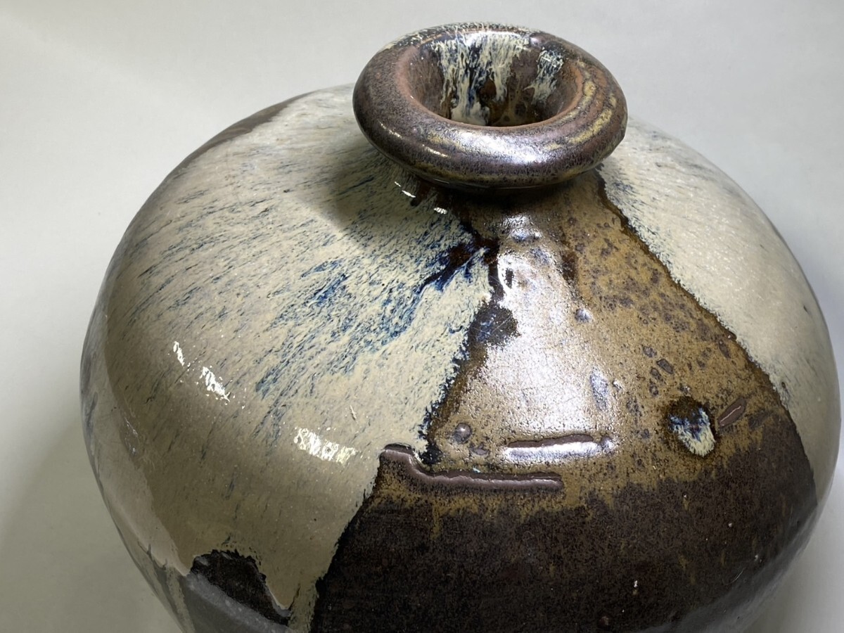 Yahoo!オークション - N25「民藝」陶芸家 生田和孝 名品 海鼠釉壺 河井...