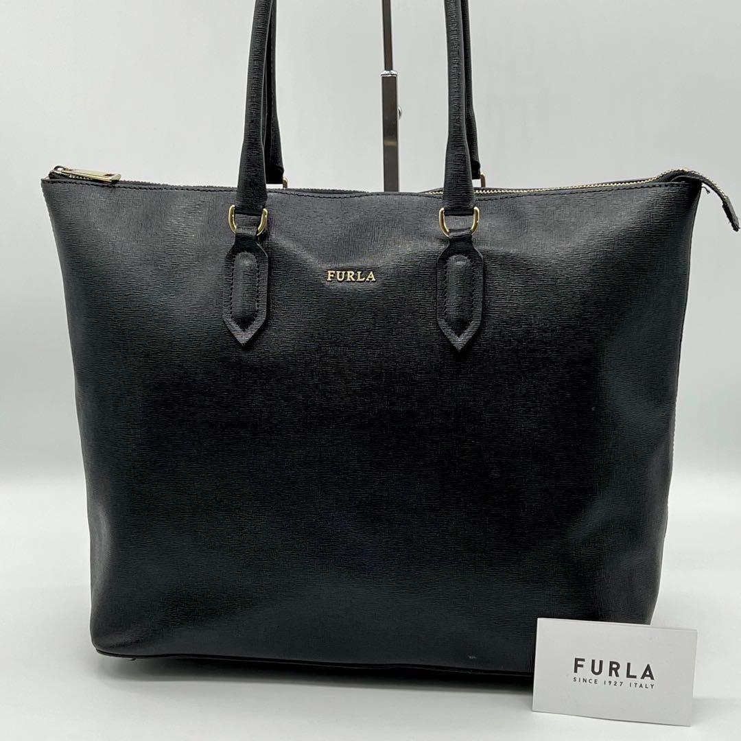 【良品】FURLA フルラ PIN ビジネスバッグ トートバッグ サフィアーノ 肩掛け A4サイズ 通勤 通学 レザー レディース ブラック EE000430 フルラ