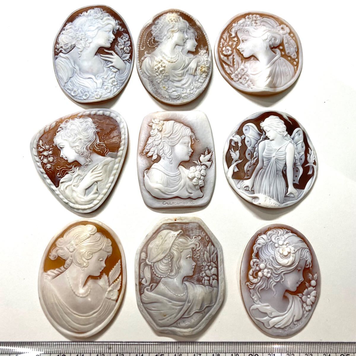 Yahoo!オークション - 1円〜 シェルカメオおまとめ98.9g j 約494.5c...