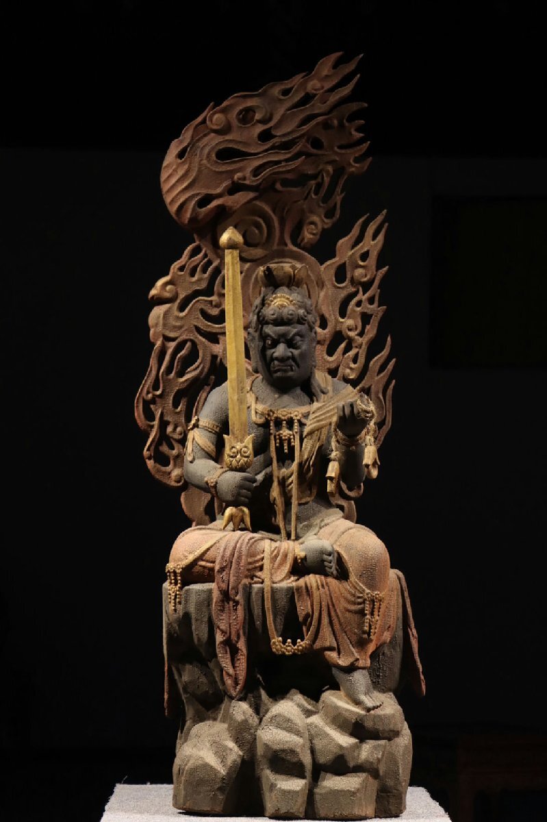 Yahoo!オークション - 観心・時代旧蔵 C187明時代 楠木彩絵 不動明王 ...