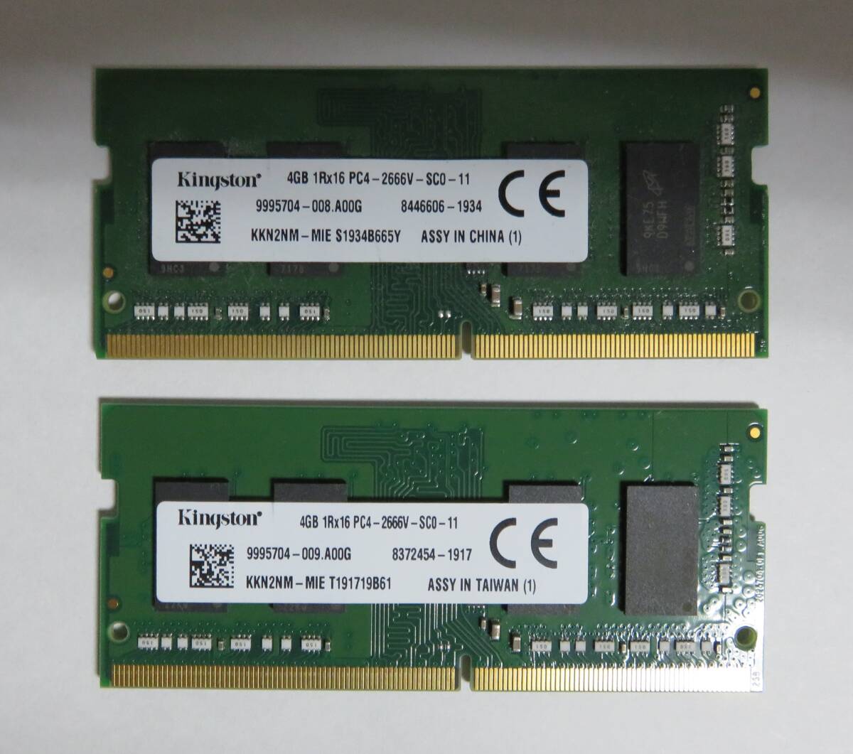 Yahoo!オークション - 中古 Kingston PC4-2666V-SC0 4GB×2枚 合計 8G...