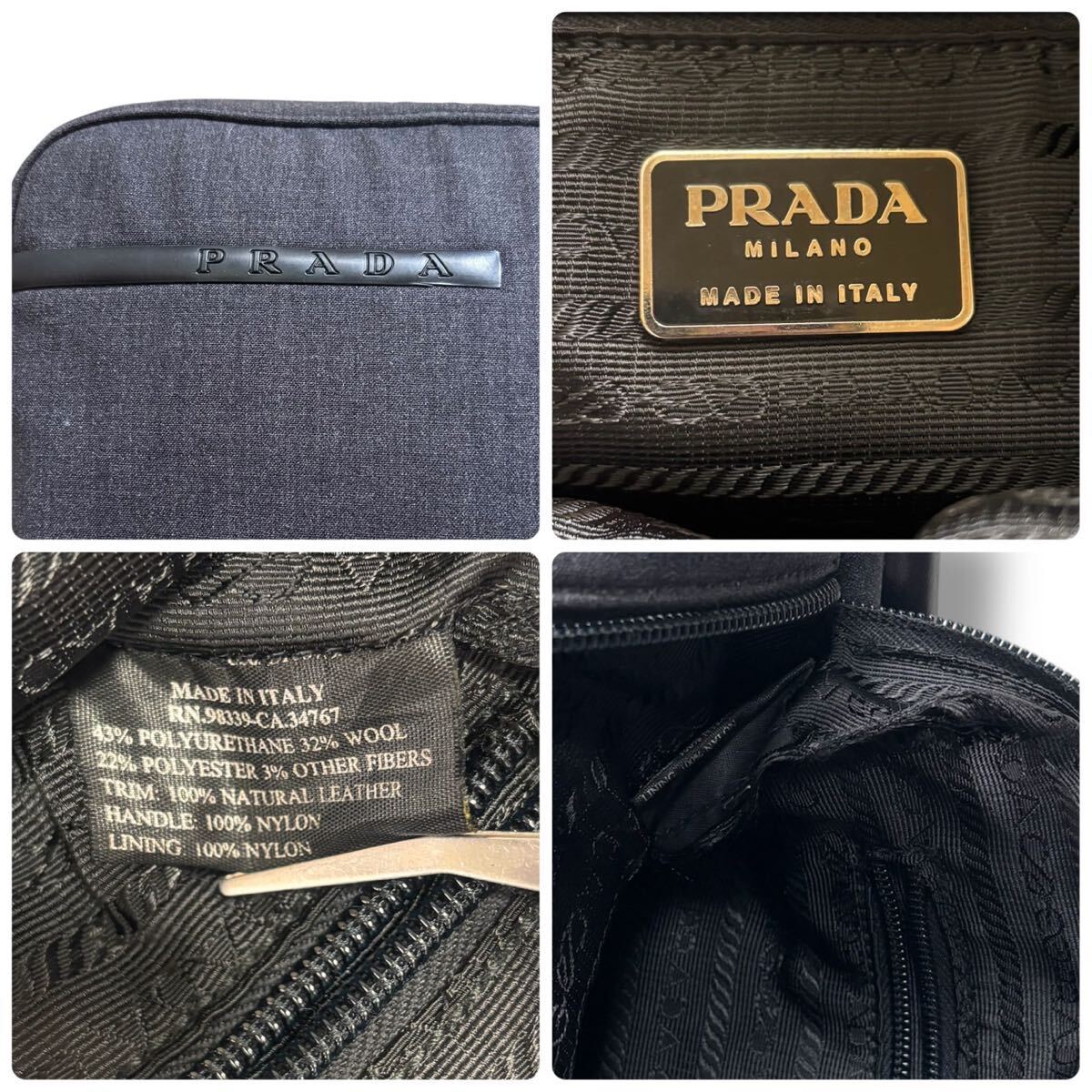 日本代購代標第一品牌【樂淘letao】－PRADA プラダ ショルダーバッグ ウール イタリア製 ダーク ブラック