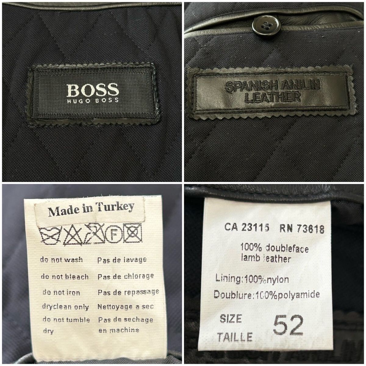 Yahoo!オークション - 極美品/XL HUGO BOSS ラムレザー カーコート 中...