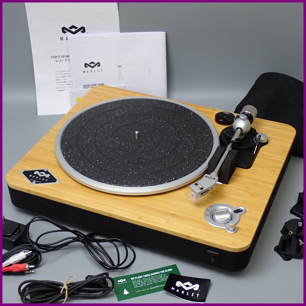 House of Marley/ハウス オブ マーリー STIR IT UP WIRELESS ターンテーブル EM-JT002-SBX/天然竹製ボディ/付属品あり&0286300049(その ...