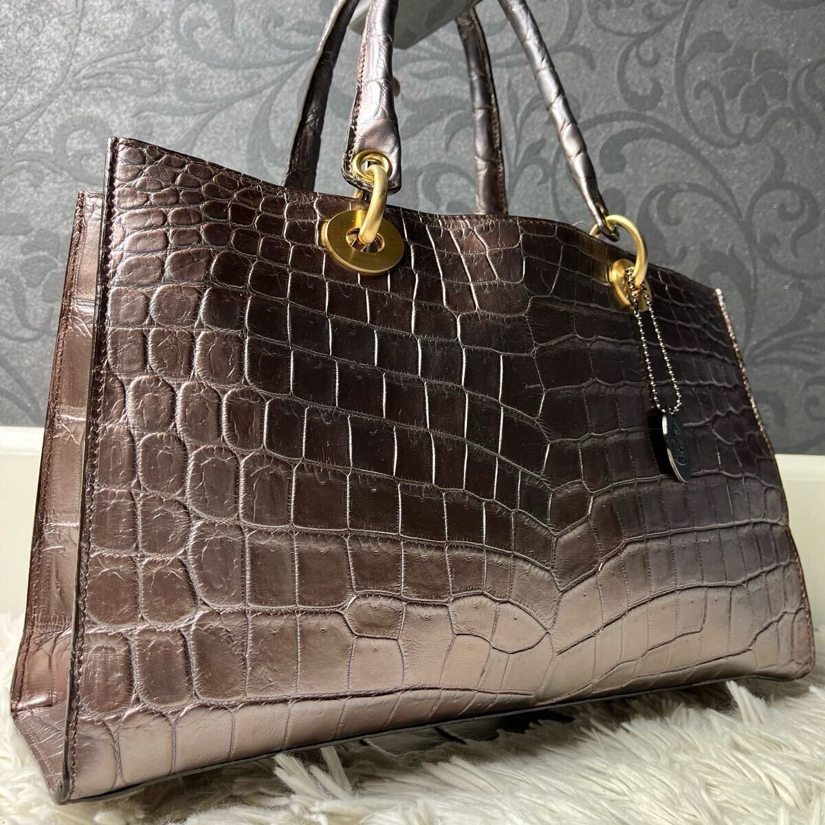 Yahoo!オークション - 定価57万 SANPO クロコダイル トートバッグ セン...