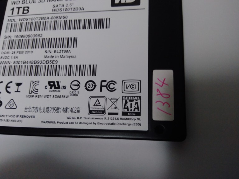 Yahoo!オークション - SSD 1000GB ＝ 1TB （1384時間） WD BLUE 正常...