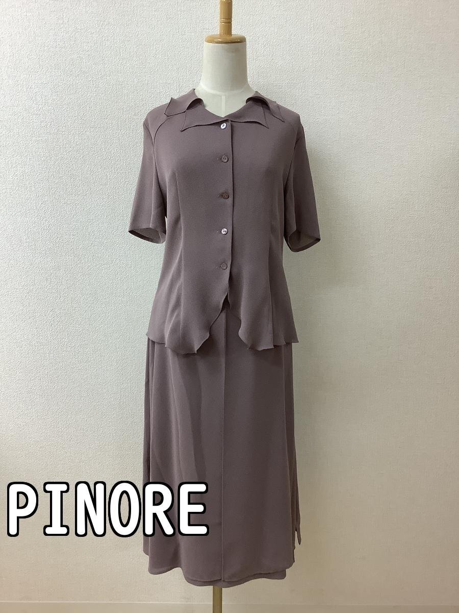 Yahoo!オークション - ピノーレ PINORE 紫がかった茶ベージュ ブラウス...