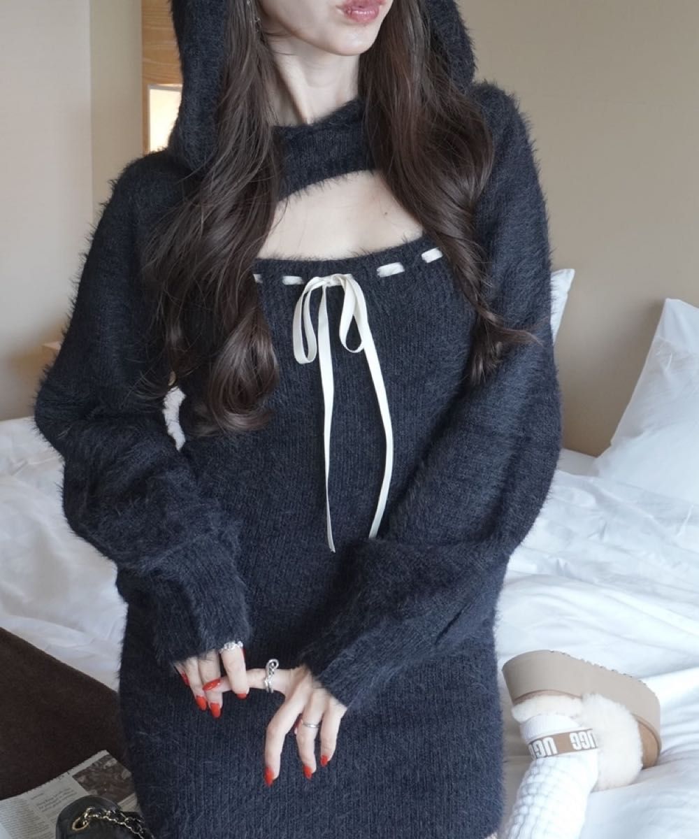 amerge アメルジュ feather foodie tops×ribbon onepiece amerge アメルジュ feather foodie tops×ribbon onepiece