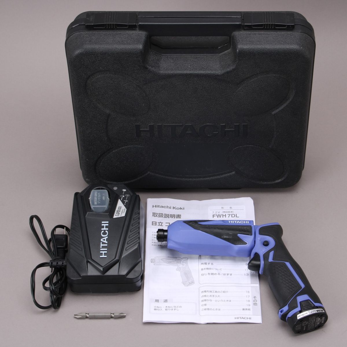日本代購代標第一品牌【樂淘letao】－良品 日立 FWH7DL コードレスインパクトドライバ 7.2V 動作OK バッテリー/充電器/ビット/ケース付 手締め機構 HITACHI 電動 ...