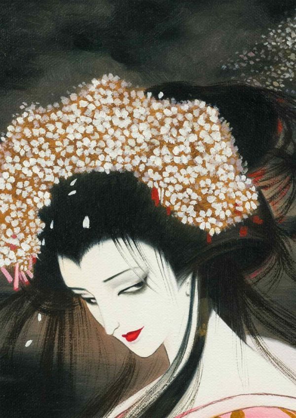 模写】天野喜孝◇作者不明◇油絵 手描き《桜姫》表サイン 裏 模写】天野喜孝◇作者不明◇油絵 手描き《桜姫》表サイン 裏