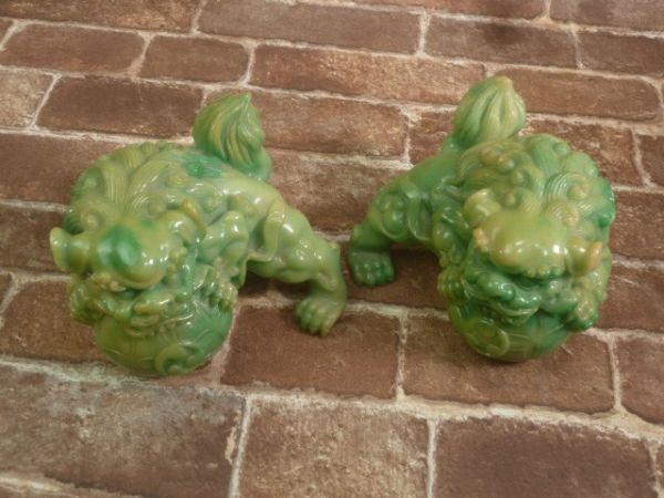 Yahoo!オークション - T231【 緑斑石製狛犬像 】 こまいぬ /縁起物 /石...