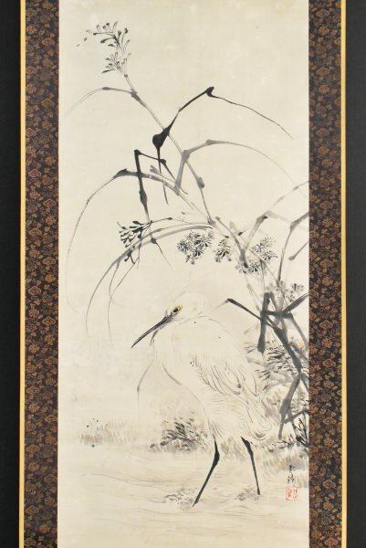 K4912 真作 小島老鉄「白鷺」紙本 合箱 肉筆 山本梅逸 吉川一溪 K4912 真作 小島老鉄「白鷺」紙本 合箱 肉筆 山本梅逸 吉川一溪