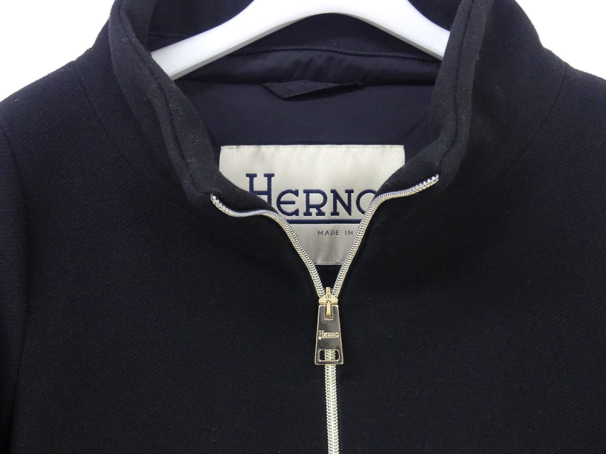 Yahoo!オークション - HERNO ヘルノ ウールコンビダウンコート 42 ブラ...