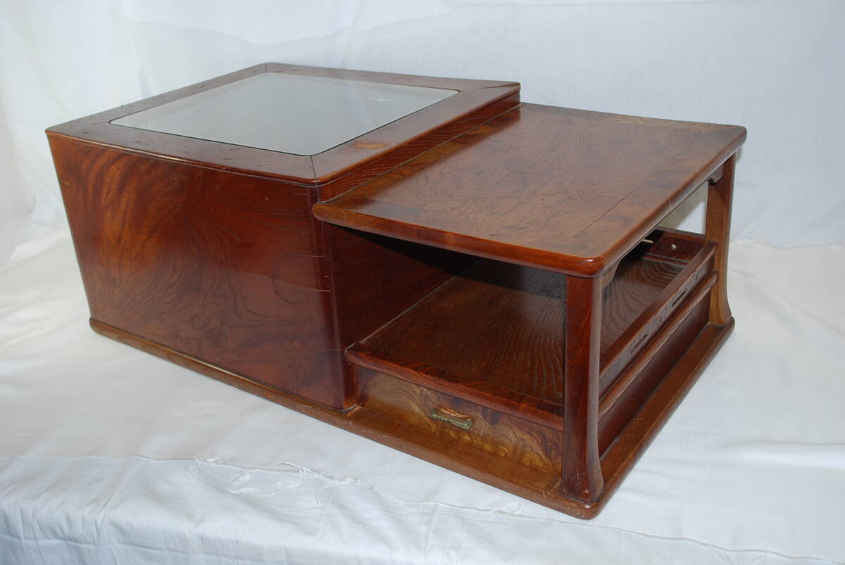 Yahoo!オークション - X136 長火鉢 無垢材 囲炉裏 天然木 茶道具 硝子...