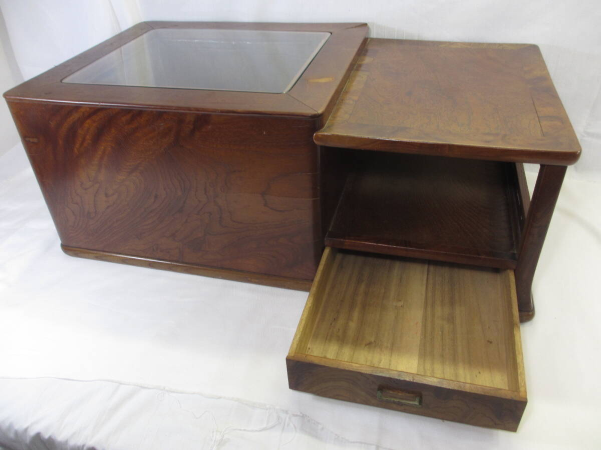 Yahoo!オークション - X136 長火鉢 無垢材 囲炉裏 天然木 茶道具 硝子...