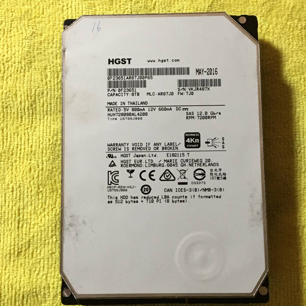 16 HGST 7200RPM 3.5インチ ハードディスク 8TB SAS 12.0Gb/s 動作未確認(SCSI)｜売買されたオークション情報、yahooの商品情報をアーカイブ公開 ...