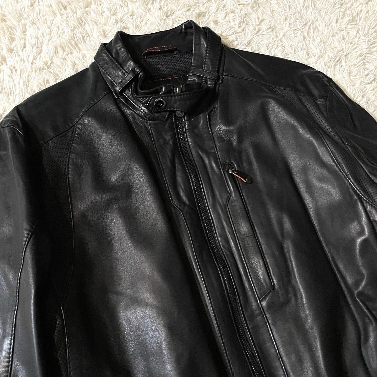 極美品 高級ラムレザー メッシュ HUGO BOSS ヒューゴボス レザー 極美品 高級ラムレザー メッシュ HUGO BOSS ヒューゴボス レザー