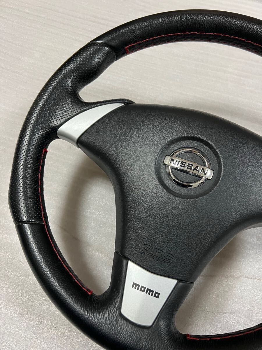 Yahoo!オークション - momo 日産 純正 レザーステアリング 赤ステッチ ...
