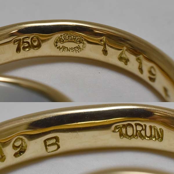 【樂淘letao】日本代購代標第一品牌－ジョージ・ジェンセン フェルスパー シェル 18金イエローゴールド YG750 K18YG リング 10号～11号 リバーシブル ヴィヴィアンナ トールン