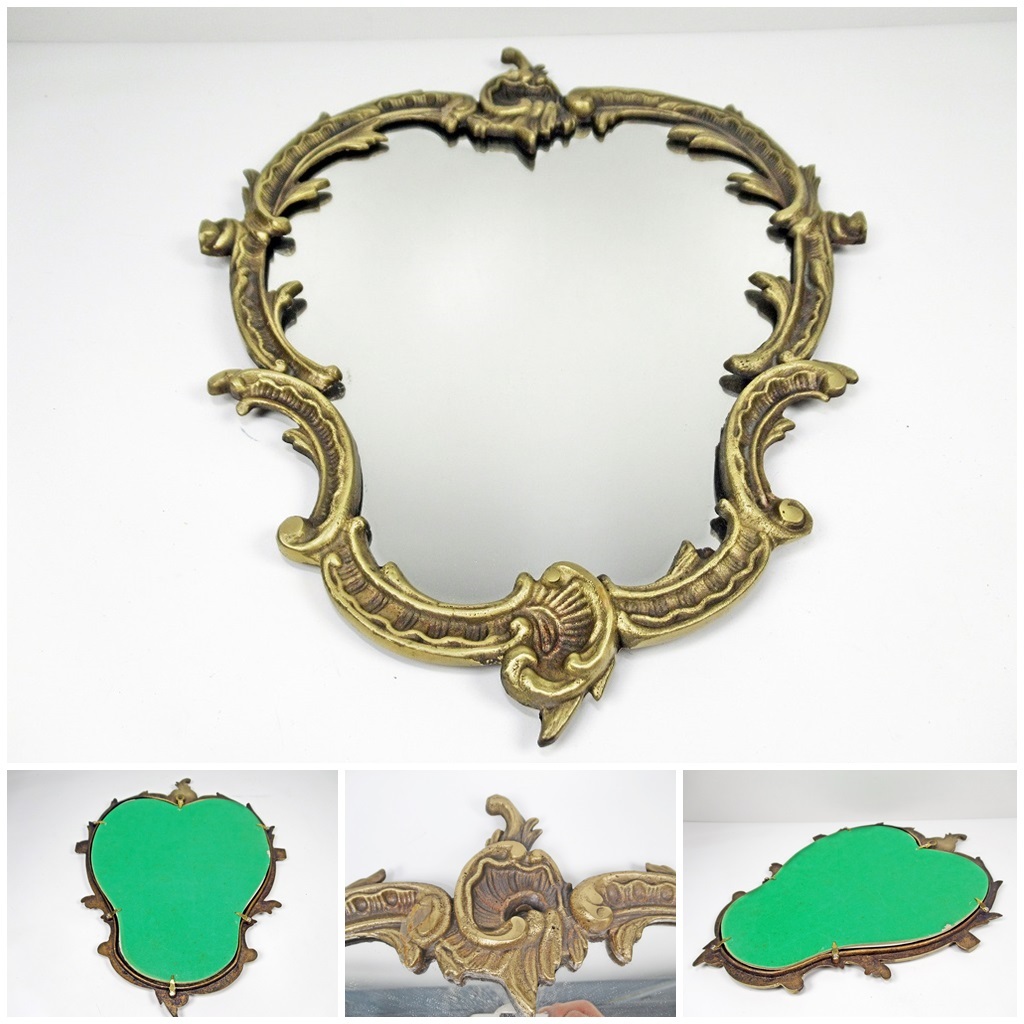 Yahoo!オークション - [B98]アンティークな装飾ミラー 真鍮フレーム ...