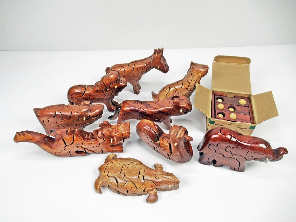 Yahoo!オークション - [B96]アニマル型立体ジグソーパズル＆木のパズ...