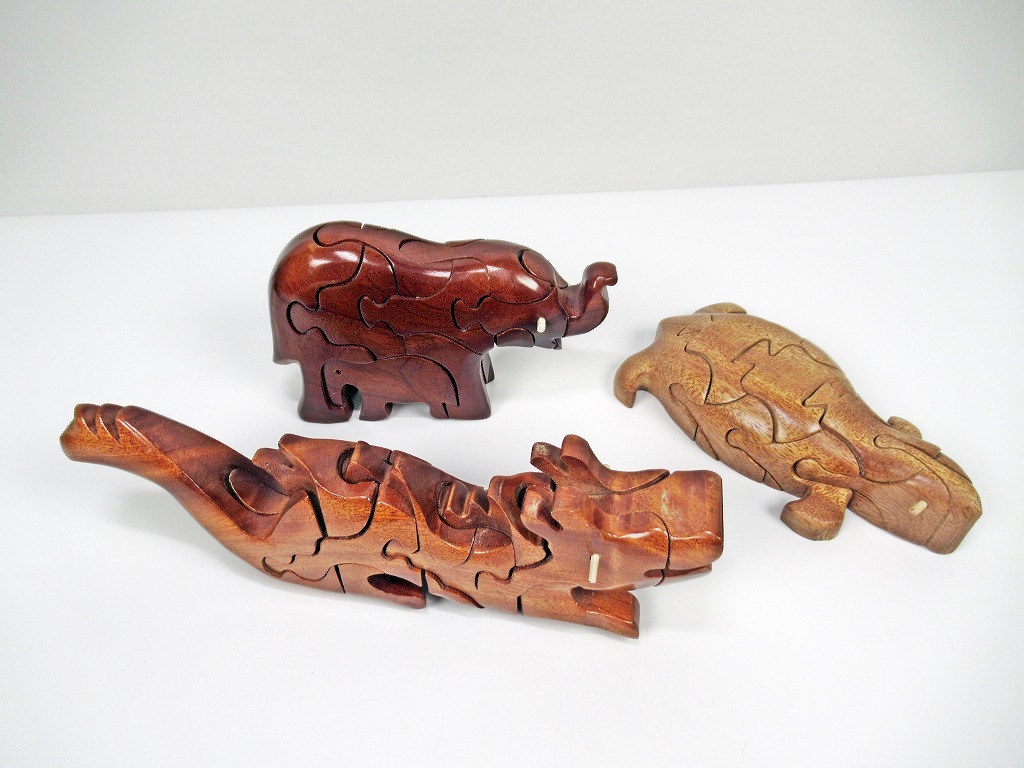 Yahoo!オークション - [B96]アニマル型立体ジグソーパズル＆木のパズ...