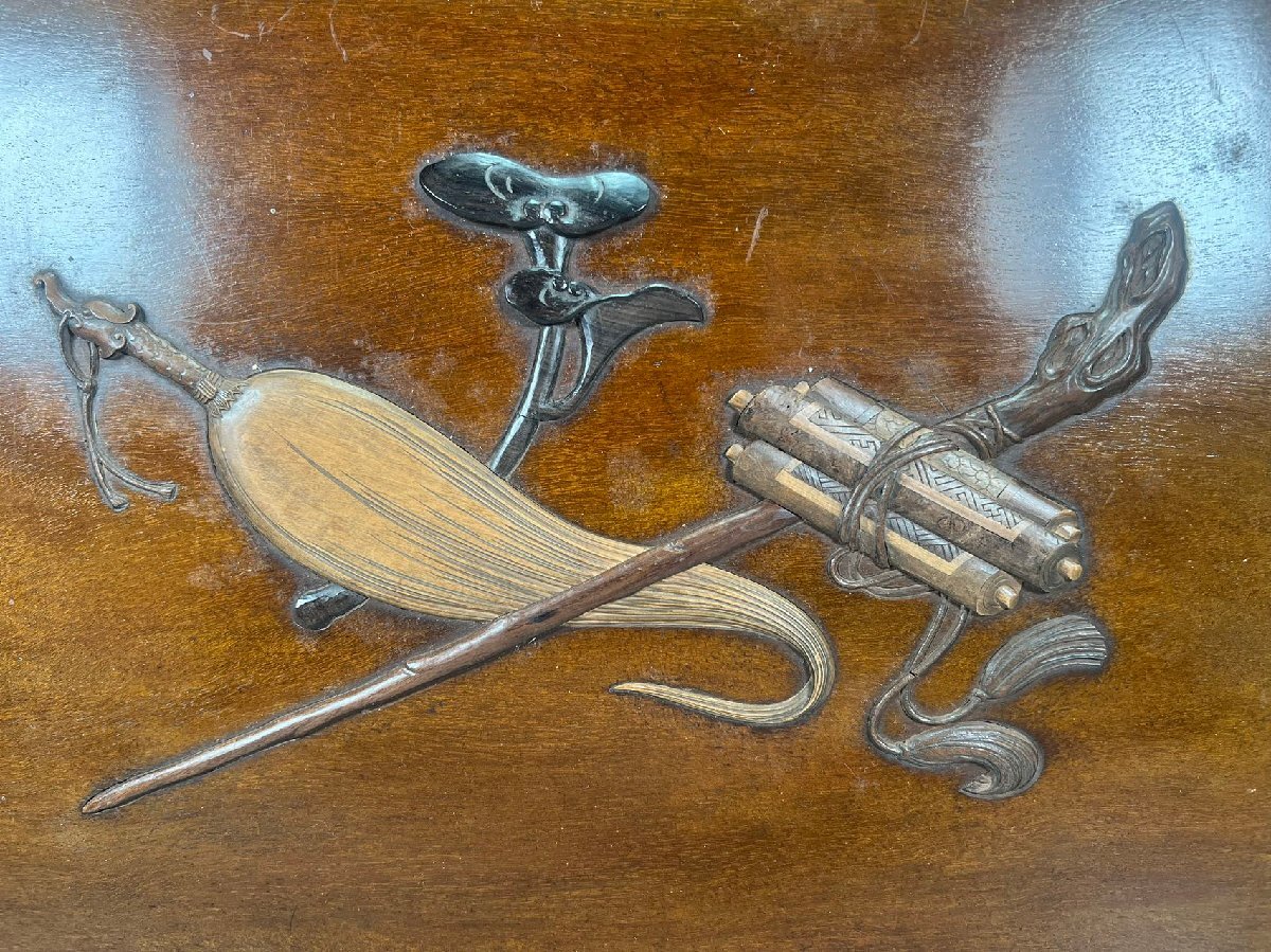 Yahoo!オークション - K0006木箱 霊芝 杖 高肉彫刻 細密細工 木製 小箱...