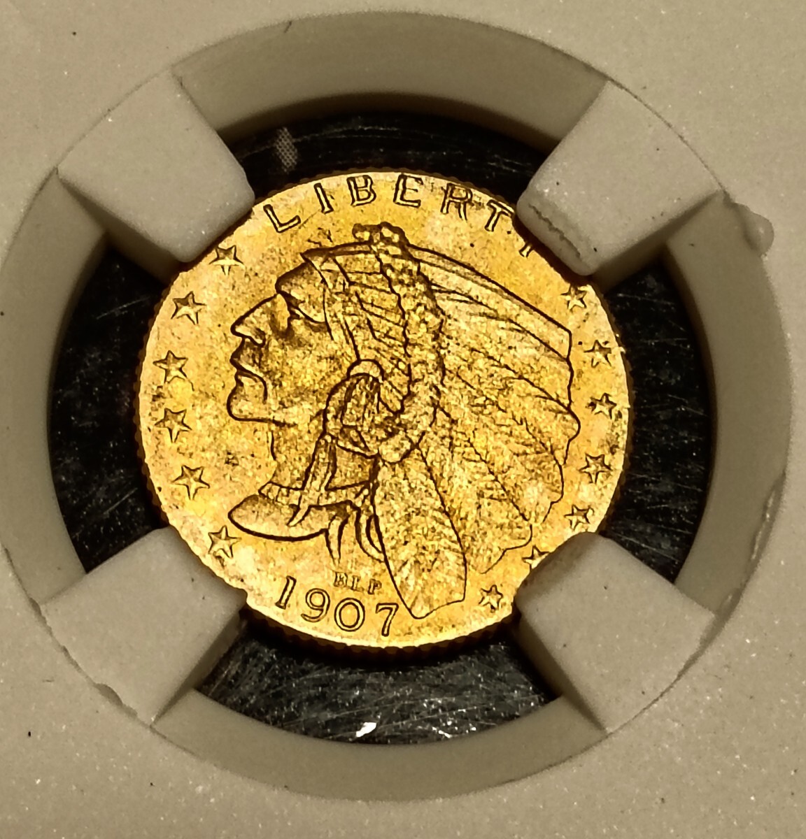 Yahoo!オークション - ② 1円から インディアン金貨 2.5ドル K21.6 190...