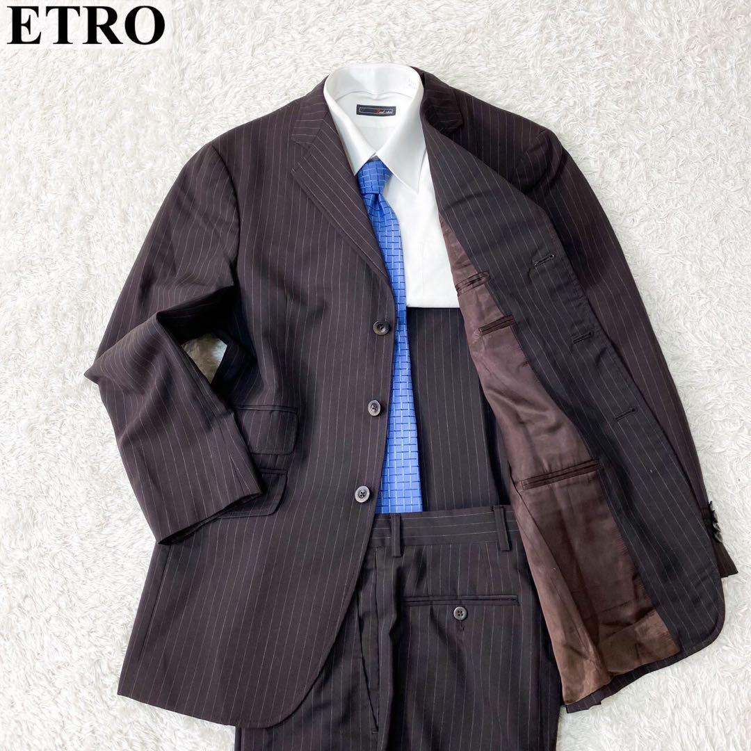 XL ETRO エトロ スーツ セットアップ 背広 シングル 3B 三つボタン ジャケット ストライプ サイズ48 XL相当 茶系 ウール メンズ(その他)｜売買されたオークション情報 ...