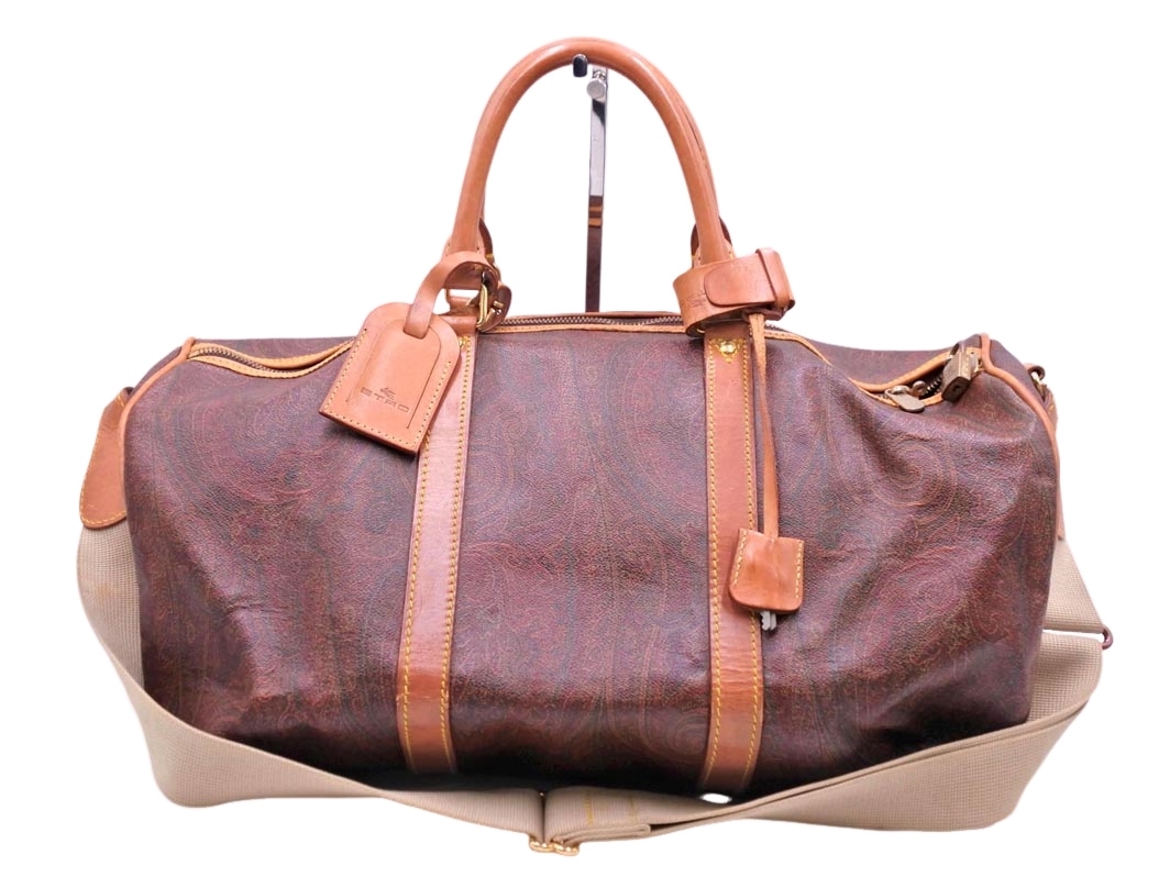 Yahoo!オークション - ETRO エトロ PVC レザー ペイズリー柄 2WAY ボス...