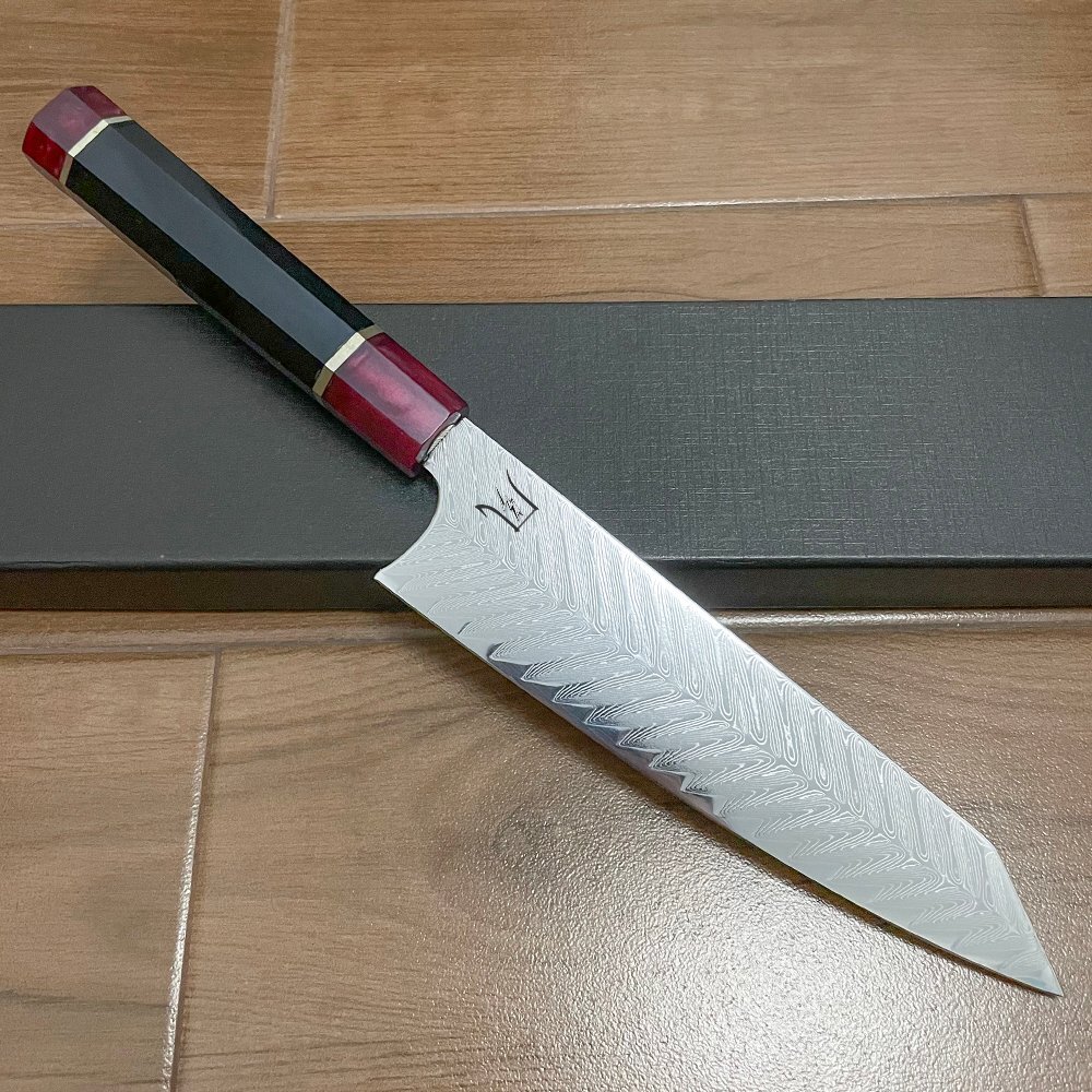 Yahoo!オークション - NK25C01 風刃 切付 牛刀 包丁 205mm ダマスカ...