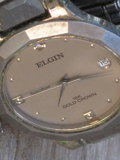 Yahoo!オークション - ELGIN 18k GOLD CROWN Sapphire Quartz エルジン...