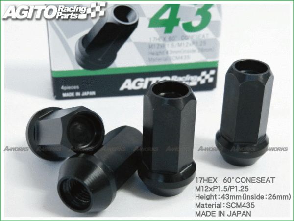 Yahoo!オークション - 【20本】AGITO 非貫通 レーシングナット L43 17H...