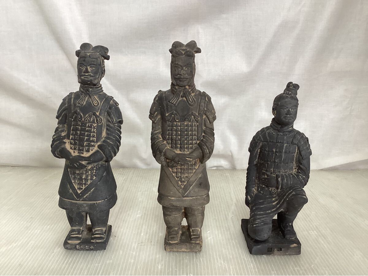 Yahoo!オークション - 【K022】中国美術 兵馬俑 3点 兵士 置物 インテ...