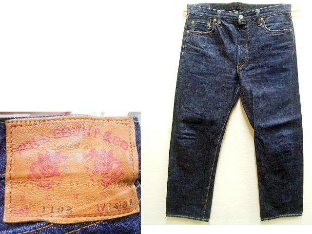 Yahoo!オークション - 即決[W34]濃紺 FULLCOUNT 1108 赤タブ スリム ...