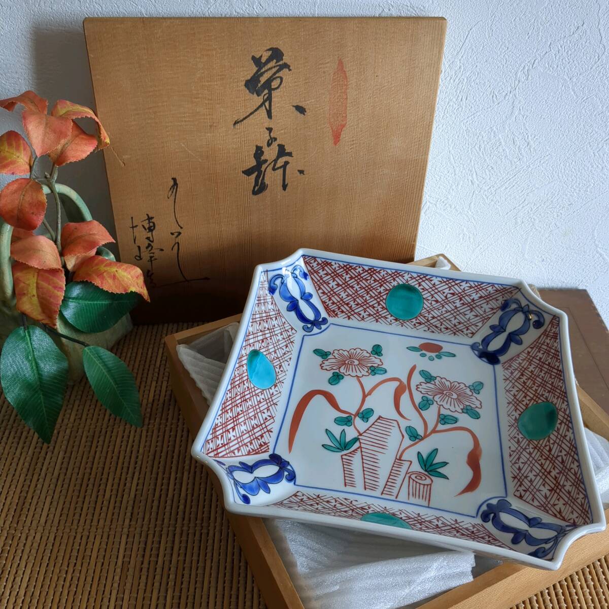 Yahoo!オークション - wasabi a175 九谷焼 博峰造 色絵菓子鉢 美品 共...