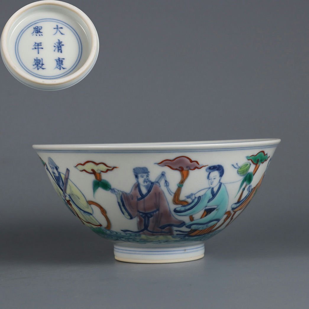 Yahoo!オークション - 渡鶴羽 E708清康熙年製 斗彩八仙過海碗・時代物...