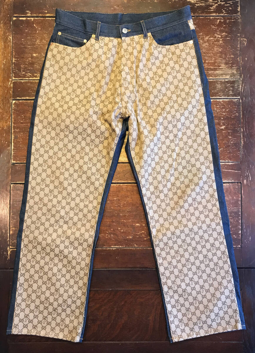 【ショップ納品書付】GUCCI/グッチ/PALACE/パレス/GG-P Pattern Baggy Jean/GGパーターン バギーデニムパンツ/723927 XDCAP/サイズ38
