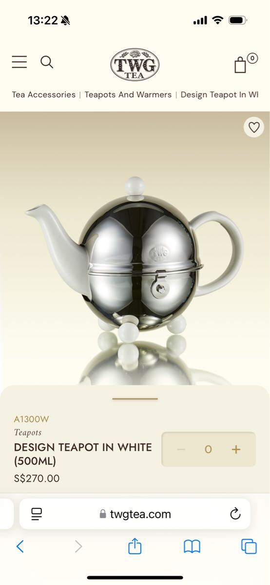 Yahoo!オークション - 【新同品】 TWG デザインティーポット A1300W 50...